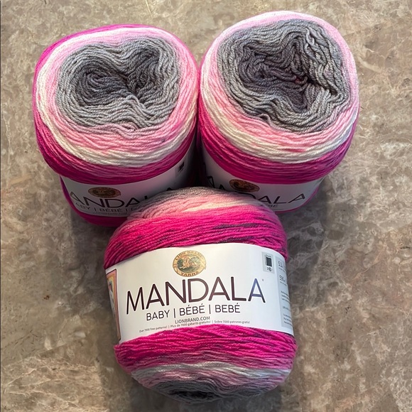 lions brand yarn | Other | Mandala Baby Yarn In Pink And Gray | Poshmark
